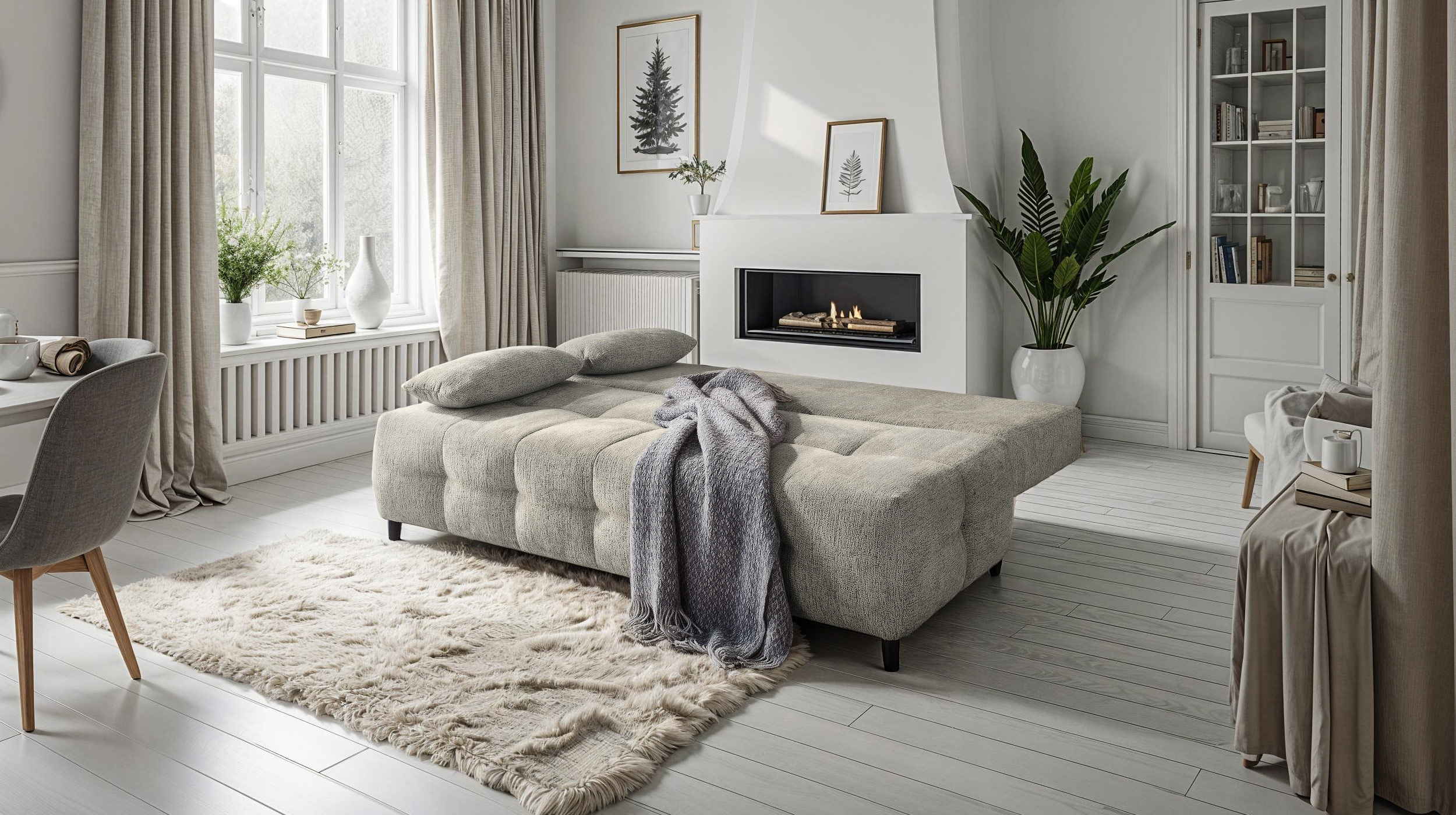 Schlafsofa PHIL grau mit Bettkasten 207 cm - Federkernpolsterung