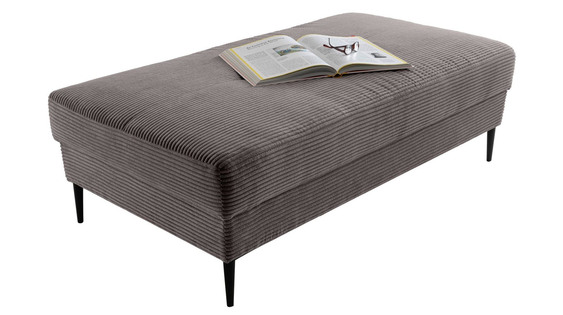 Ecksofa SUMMER in Cordbezug creme 276 cm mit Ottomane rechts