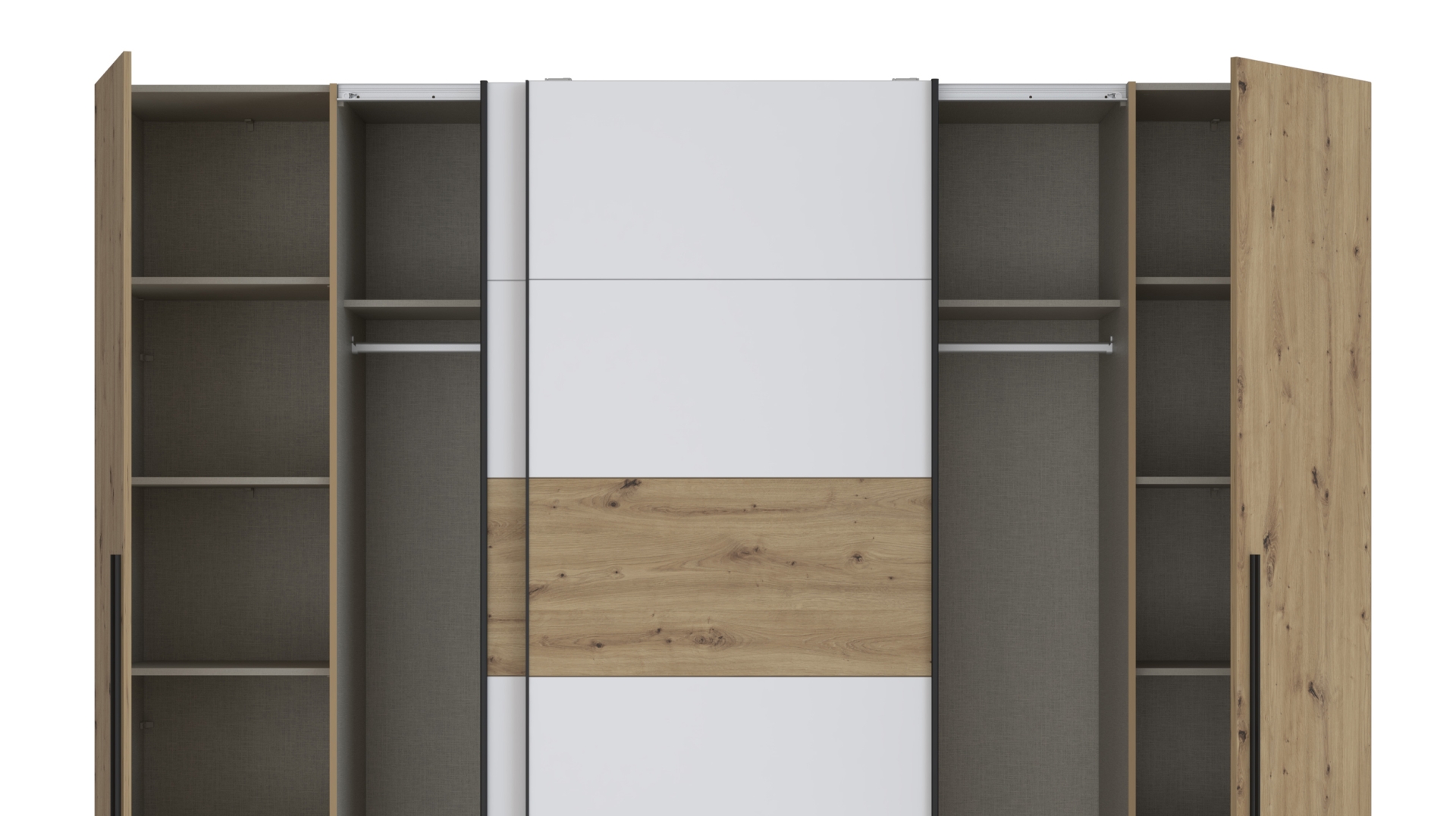 Kleiderschrank NARAGO Eiche weiß 270 cm | Die Möbelfundgrube
