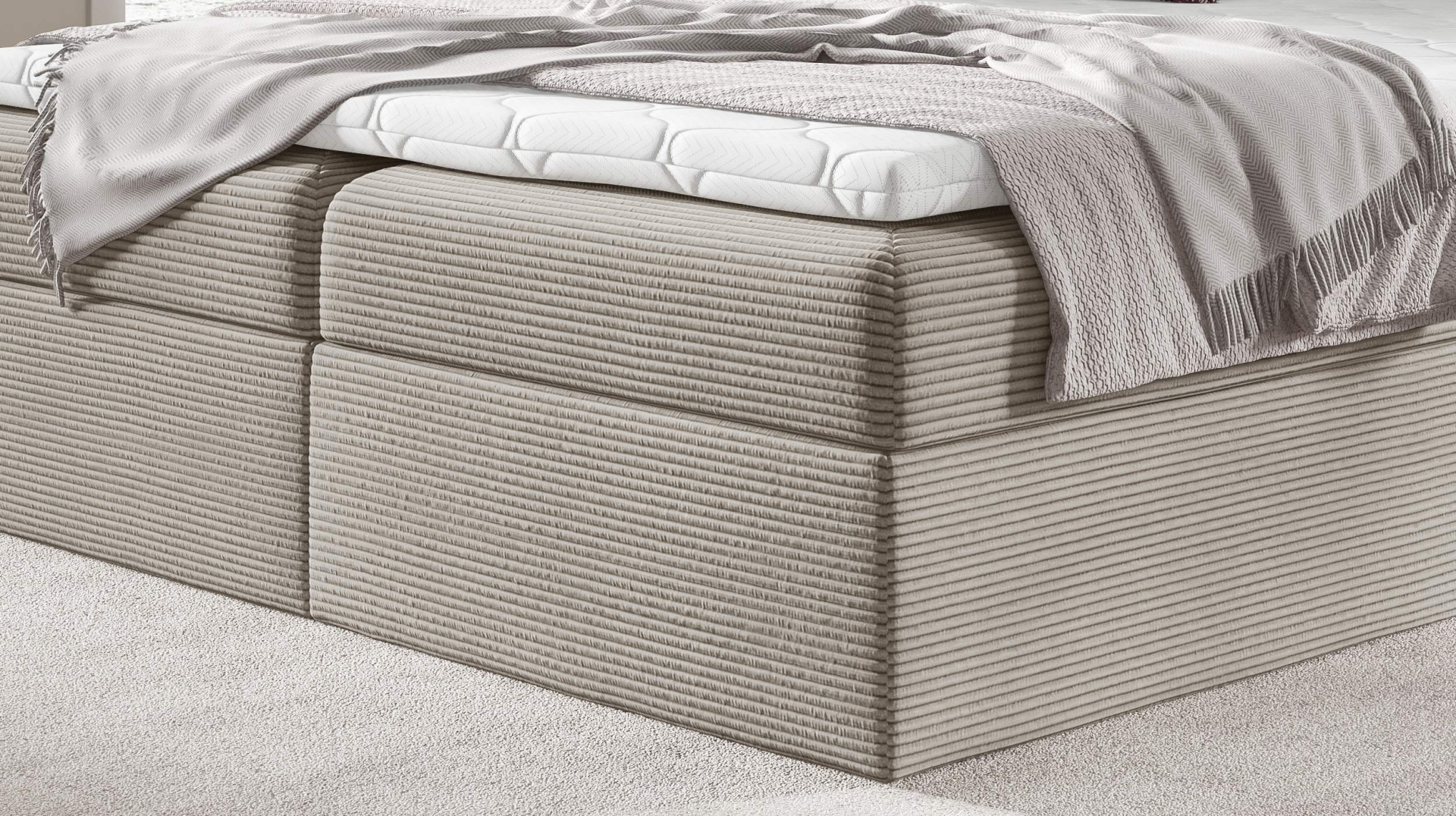 Boxbett DIEGO 160 cm Cord creme kaufen | Die Möbelfundgrube