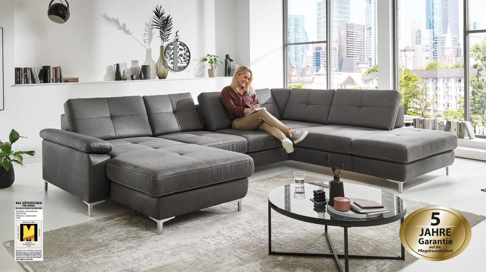 Wohnlandschaft Sofaprogramm steel grau - Basis Version - SEATTLE