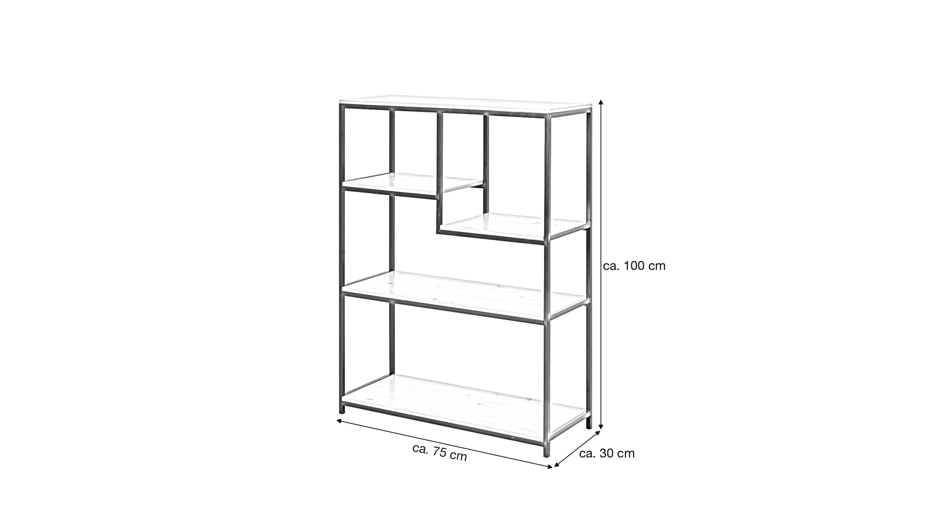 Standregal TRELLEBORG Eiche 75 x 100 cm - mit 5 Ablageböden