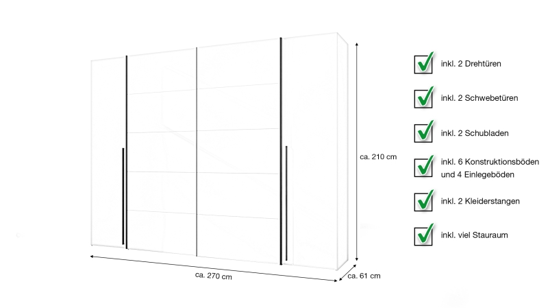 Kleiderschrank NARAGO beige 270 cm | Die Möbelfundgrube