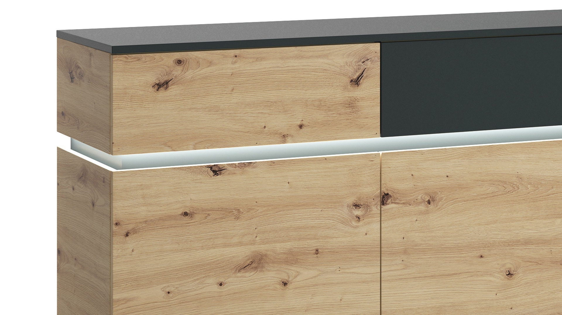 Kommode Artisan Eiche - grau 180 cm mit Beleuchtung - LUCI