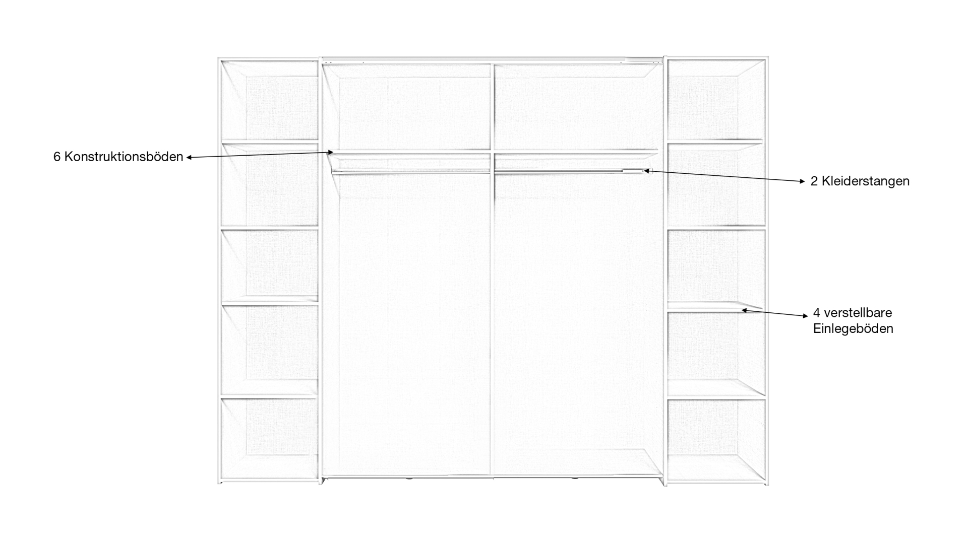 Kleiderschrank NARAGO Eiche weiß 270 cm | Die Möbelfundgrube