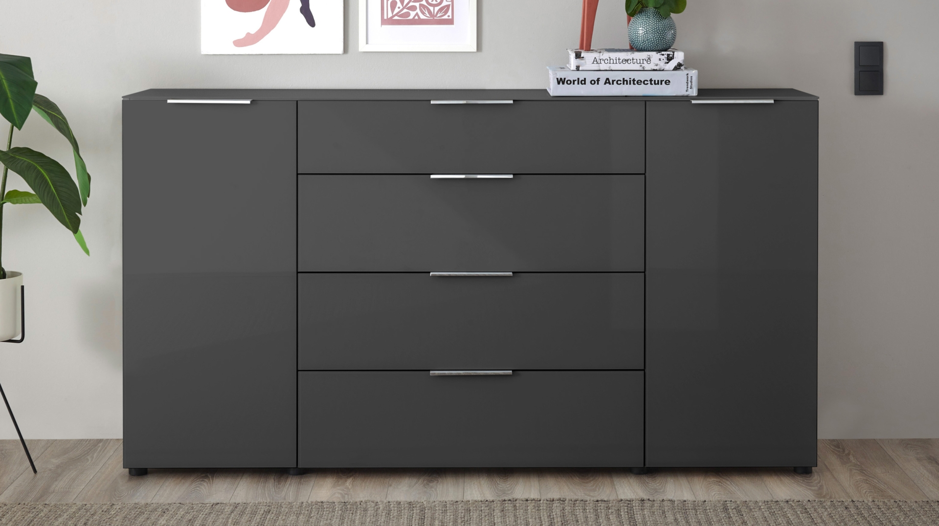Sideboard SANTORIN 180 cm anthrazit | Die Möbelfundgrube