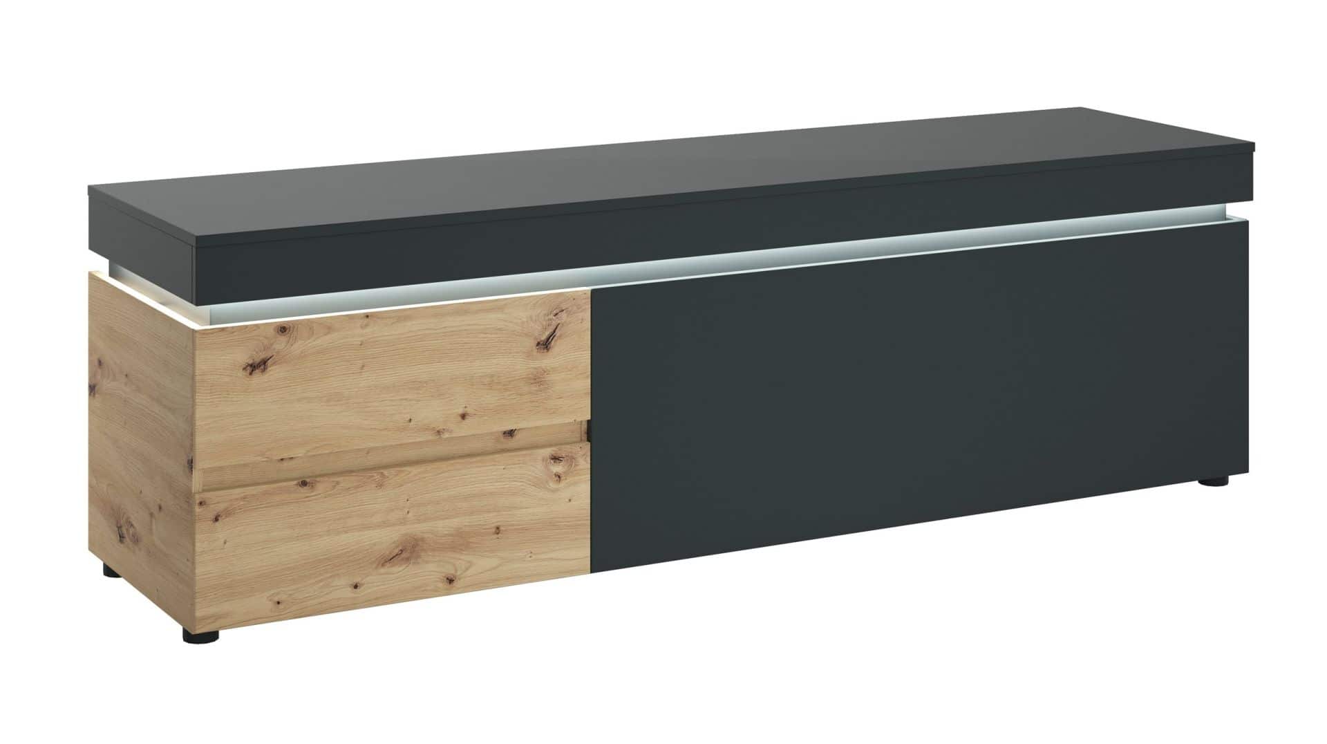 TV - Lowboard Artisan Eiche - grau 180 cm - LUCI
