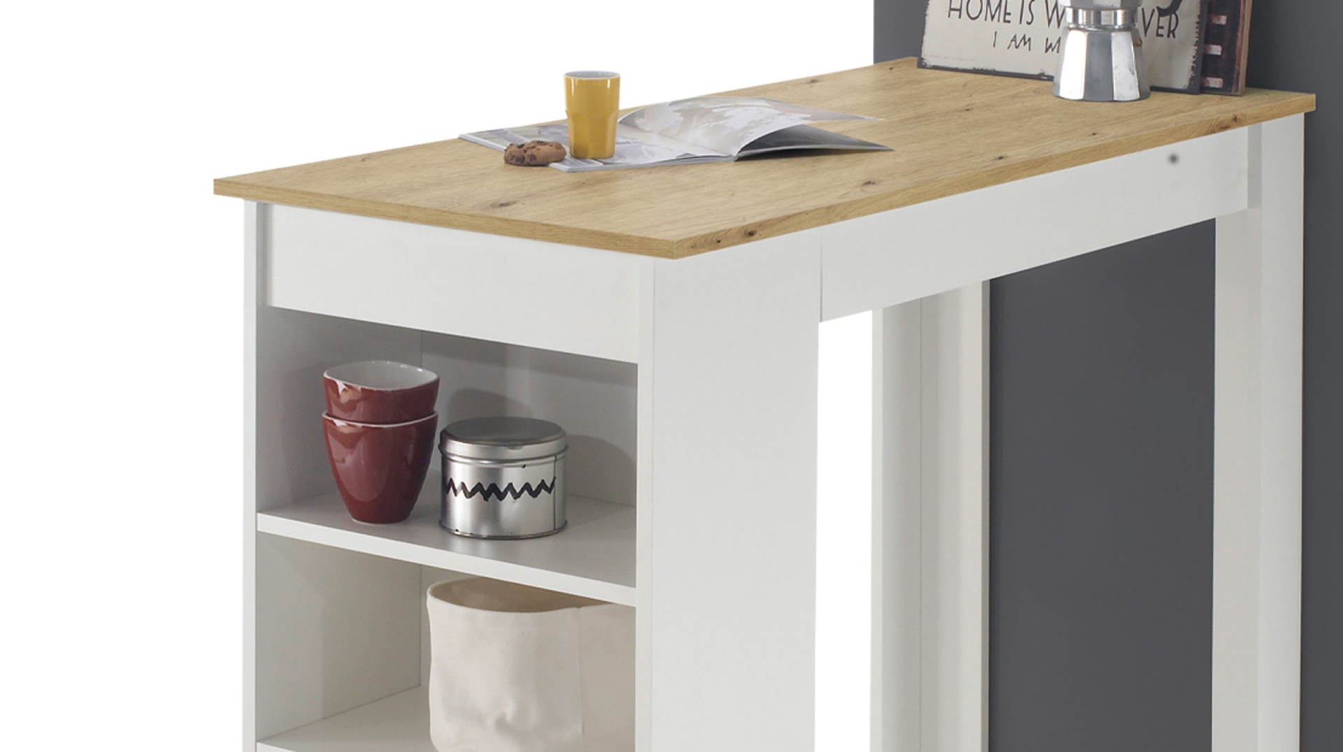 Bartisch Artisan Eiche - weiß 115 x 50 cm rechteckig - MOJITO
